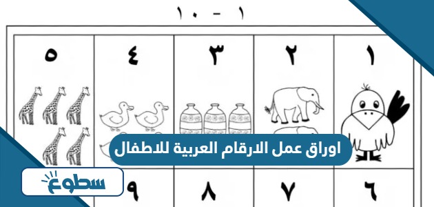 اوراق عمل الارقام العربية للاطفال pdf - موقع سطوع